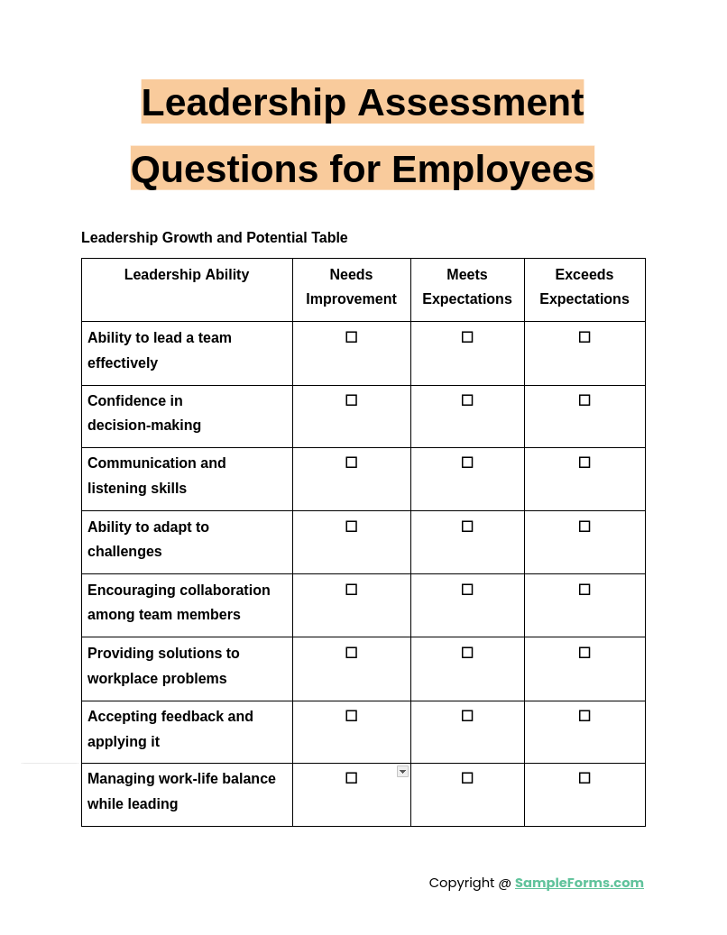 Free 10+ Leadership Assessment Questions Samples, PDF, MS Word, Google Docs