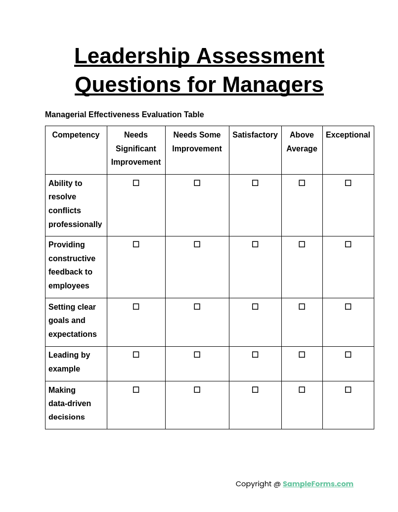 Free 10+ Leadership Assessment Questions Samples, PDF, MS Word, Google Docs