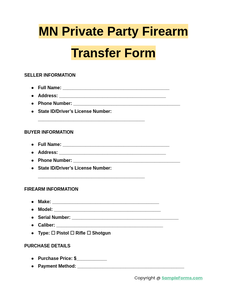 FREE 12+ Gun Ownership Transfer Form Samples, PDF, MS Word, Google Docs