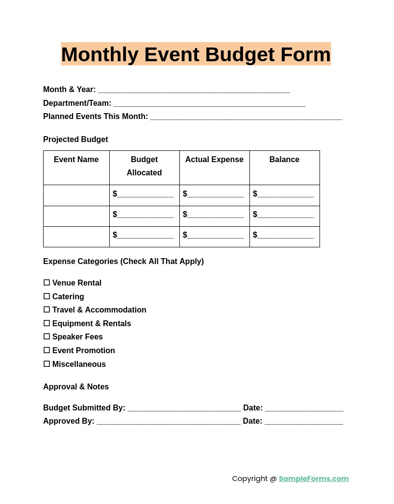 FREE 13+ Event Budget Form Samples, PDF, MS Word, Google Docs, Excel