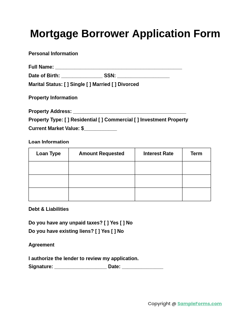 FREE 13+ Mortgage Application Form Samples, PDF, MS Word, Google Docs