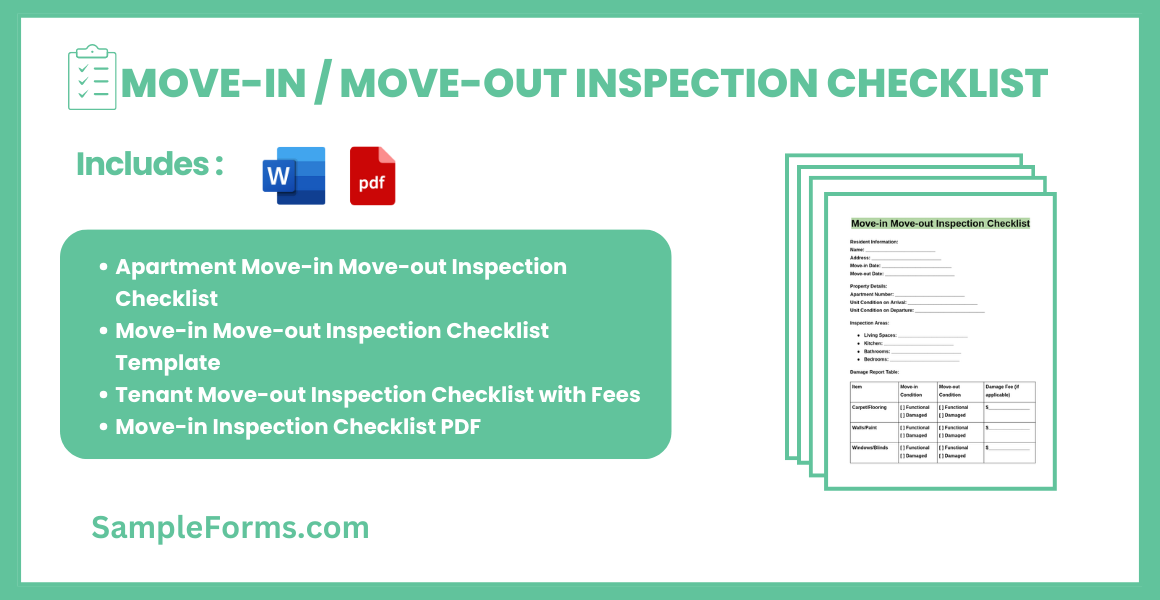 FREE 13+ Move-in / Move-out Inspection Checklist Samples, PDF, MS Word ...