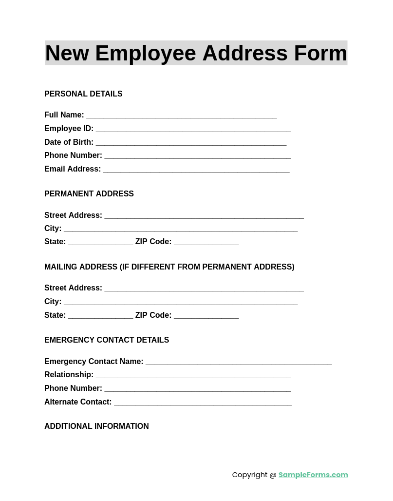 FREE 11+ Employee Address Form Samples, PDF, MS Word, Google Docs
