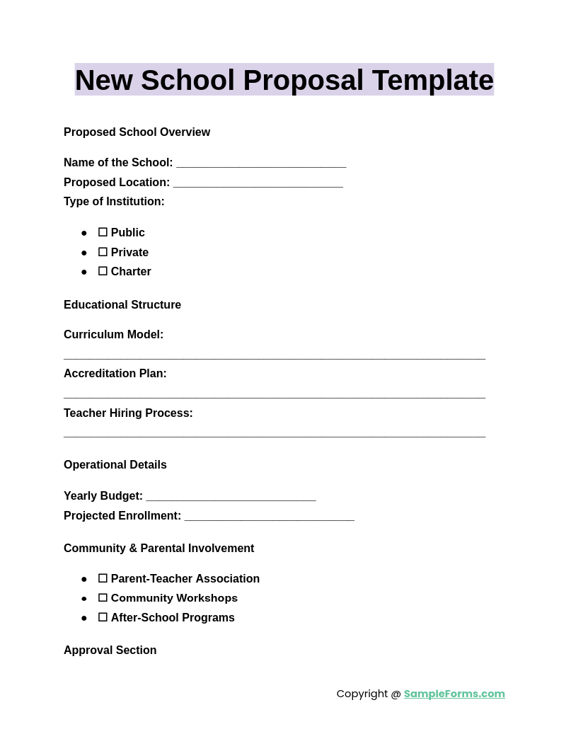 FREE 13+ School Proposal Form Samples, PDF, MS Word, Google Docs