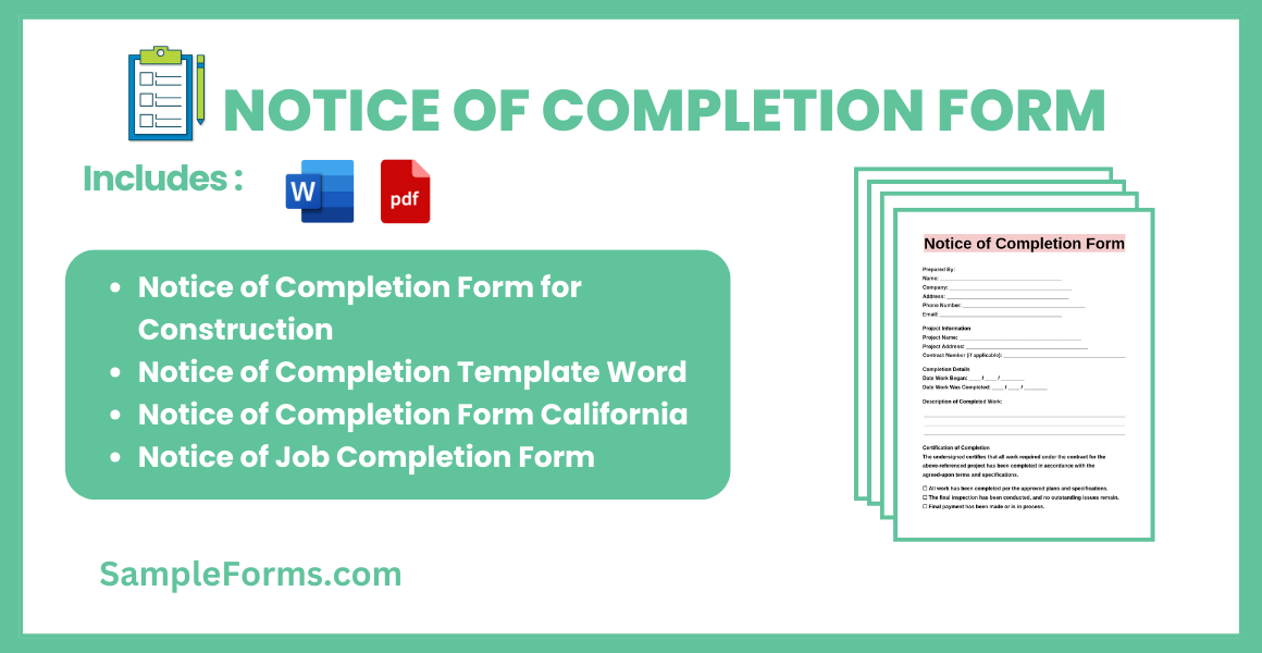 FREE 10+ Notice of Completion Form Samples, PDF, MS Word, Google Docs