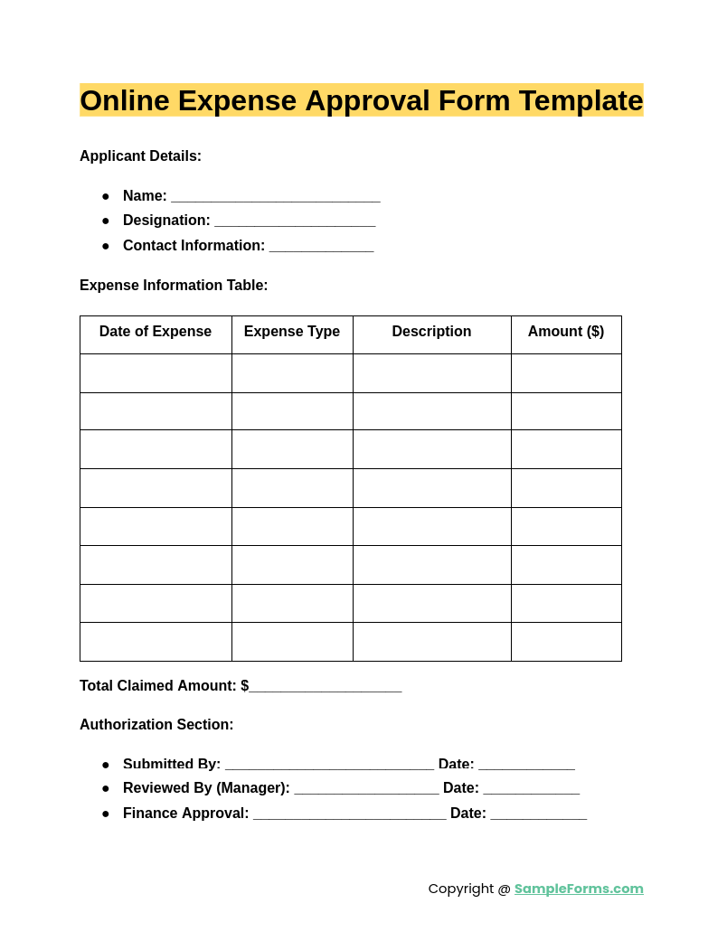 FREE 14+ Expense Approval Form Samples, PDF, MS Word, Google Docs