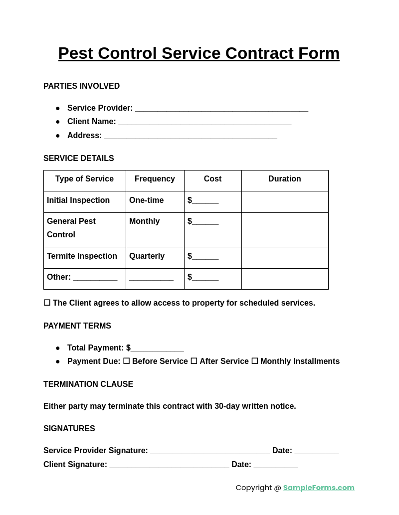 FREE 13+ Service Contract Form Samples, PDF, MS Word, Google Docs, Excel