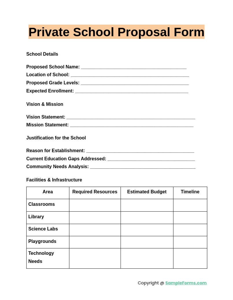 FREE 13+ School Proposal Form Samples, PDF, MS Word, Google Docs