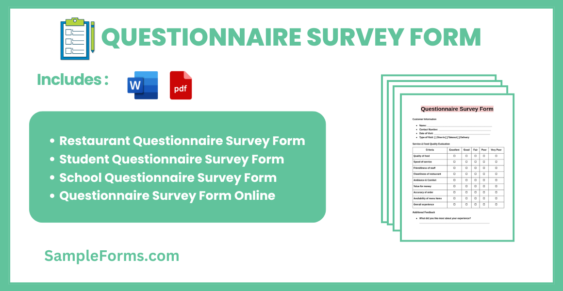 FREE 16+ Questionnaire Survey Form Samples, PDF, MS Word, Google Docs ...