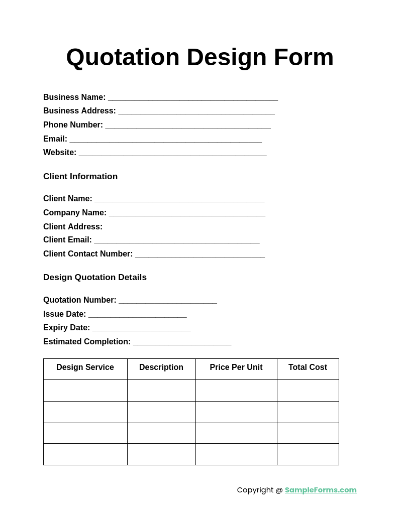 FREE 57+ Quotation Form Samples, PDF, MS Word, Google Docs, Excel