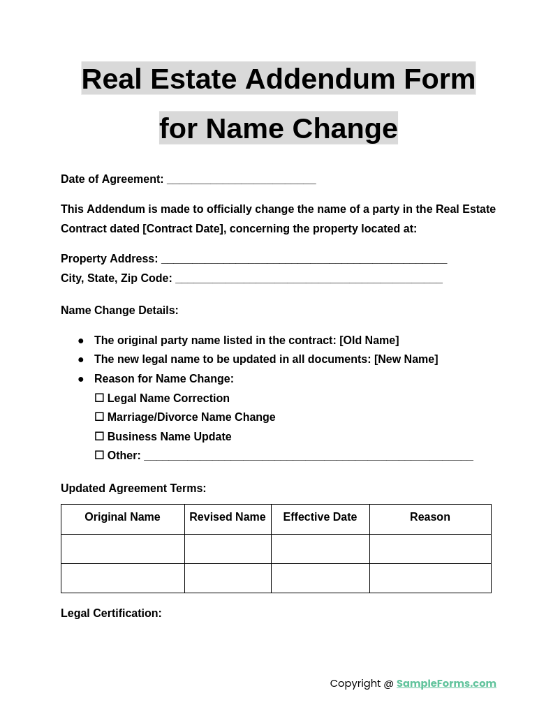 FREE 15+ Real Estate Addendum Form Samples, PDF, MS Word, Google Docs