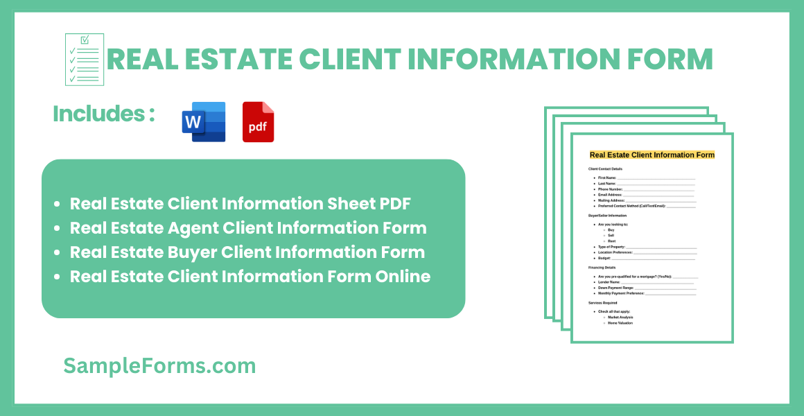 FREE 10+ Real Estate Client Information Form Samples, PDF, MS Word ...