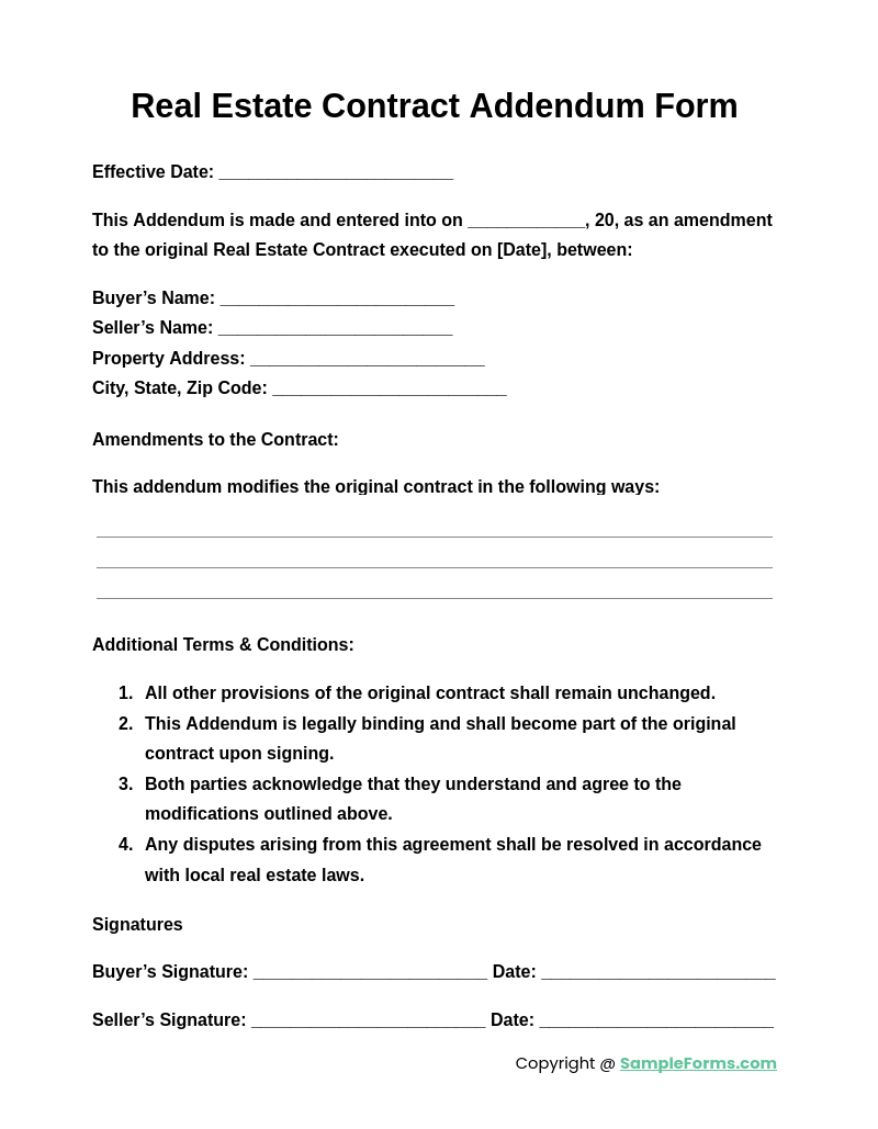 FREE 15+ Real Estate Addendum Form Samples, PDF, MS Word, Google Docs