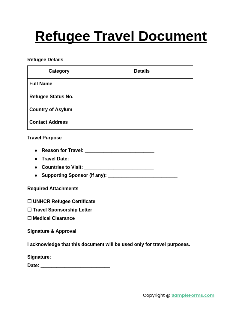FREE 11+ Travel Document Form Samples, PDF, MS Word, Google Docs