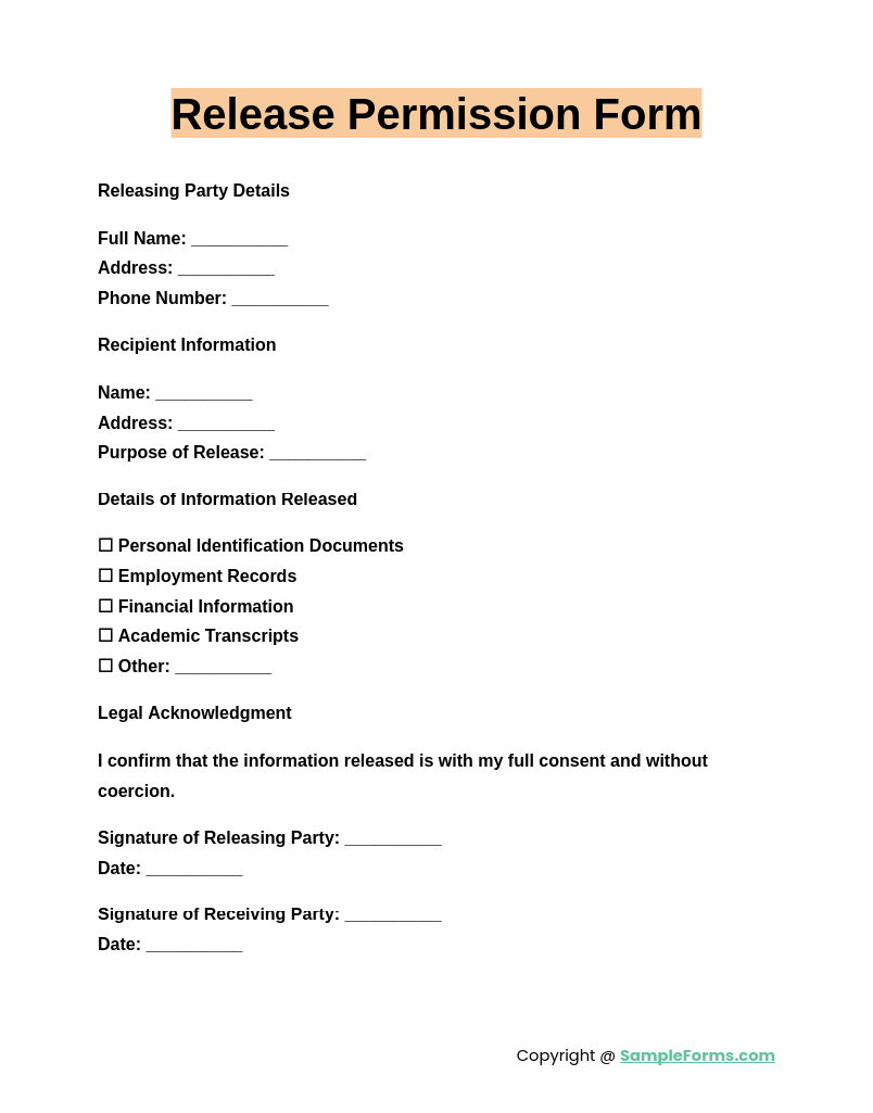 FREE 41+ Release Form Samples, PDF, MS Word, Google Docs