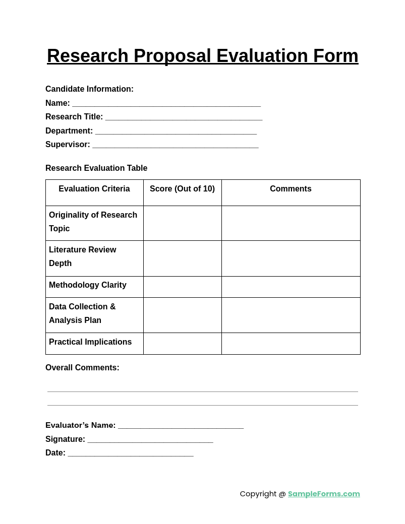 FREE 12+ Proposal Evaluation Form Samples, PDF, MS Word, Google Docs