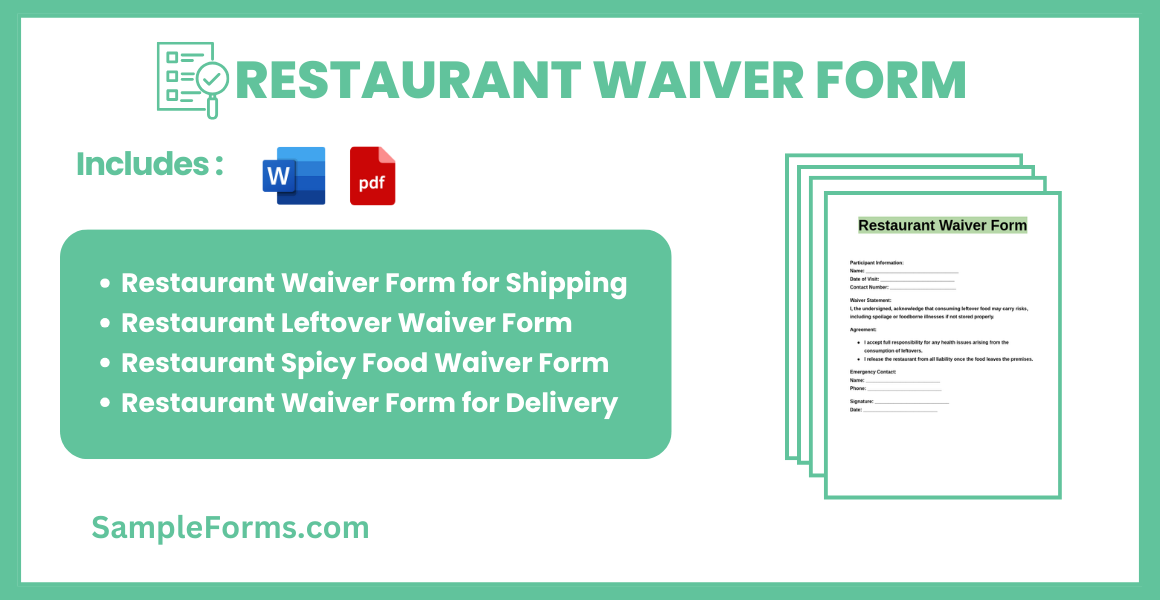 FREE 11+ Restaurant Waiver Form Samples, PDF, MS Word, Google Docs