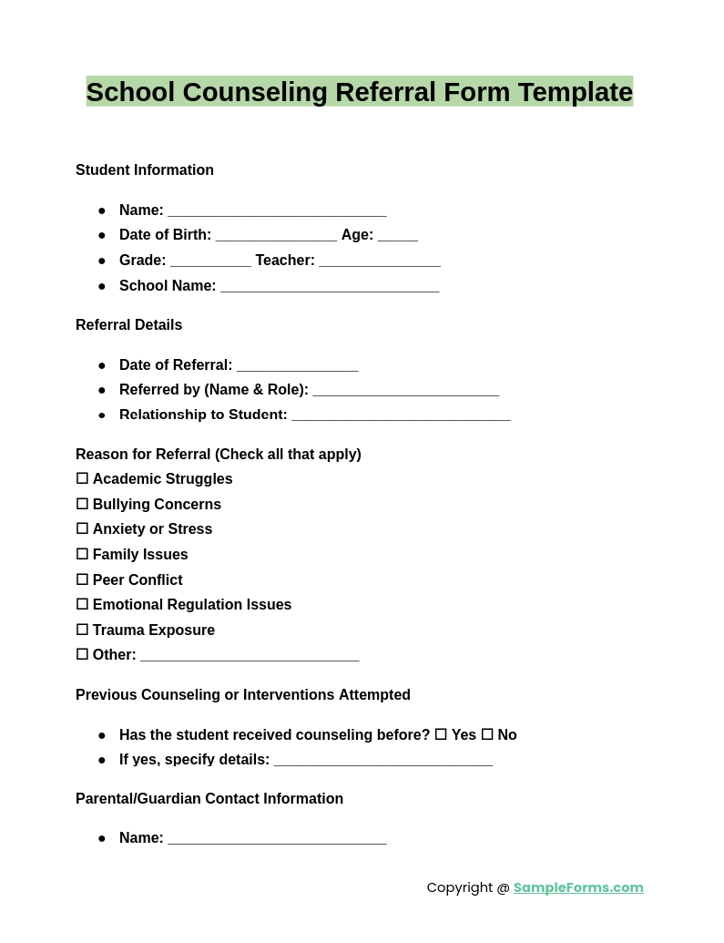 FREE 12+ Counseling Referral Form Samples, PDF, MS Word, Google Docs