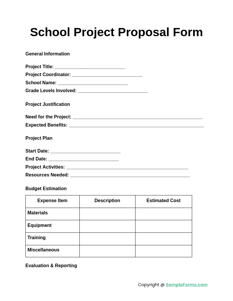 FREE 13+ School Proposal Form Samples, PDF, MS Word, Google Docs