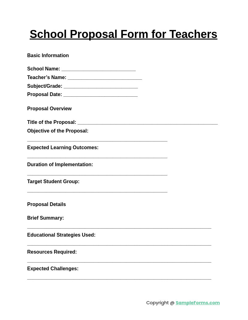 FREE 13+ School Proposal Form Samples, PDF, MS Word, Google Docs