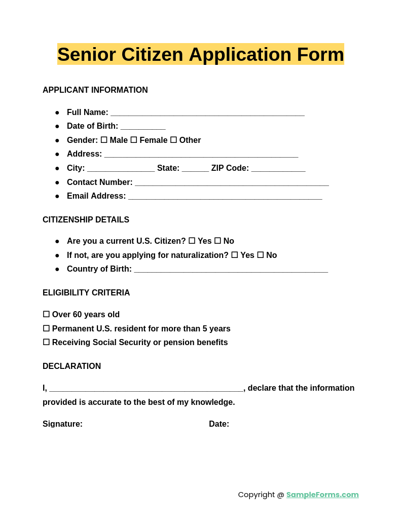 FREE 11+ Citizen Application Form Samples, PDF, MS Word, Google Docs, Excel