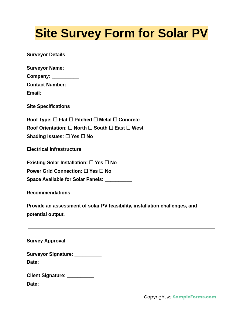 FREE 12+ Site Survey Form Samples, PDF, MS Word, Google Docs