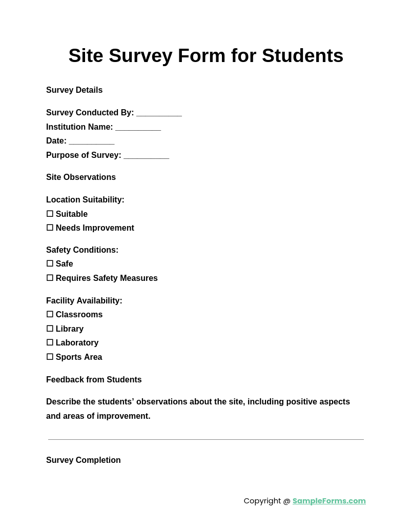 FREE 12+ Site Survey Form Samples, PDF, MS Word, Google Docs