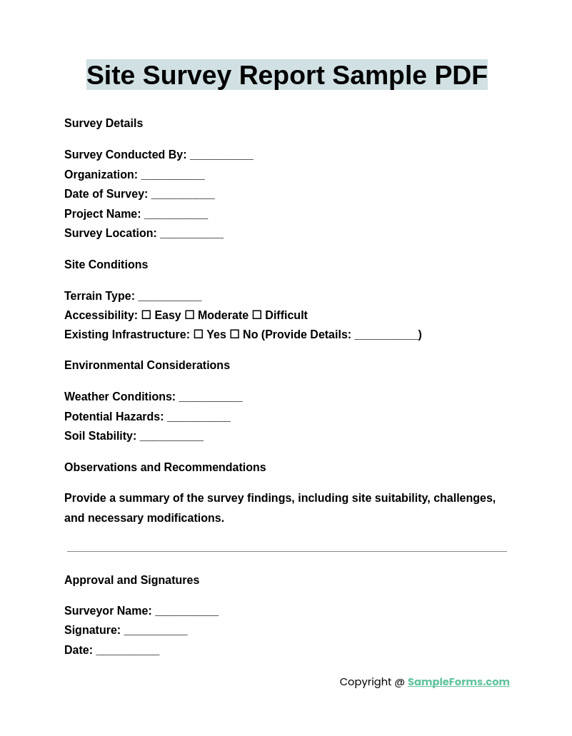 FREE 12+ Site Survey Form Samples, PDF, MS Word, Google Docs
