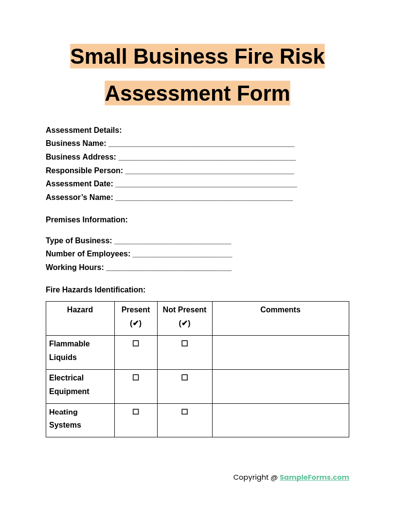 FREE 13+ Fire Risk Assessment Form Samples, PDF, MS Word, Google Docs ...