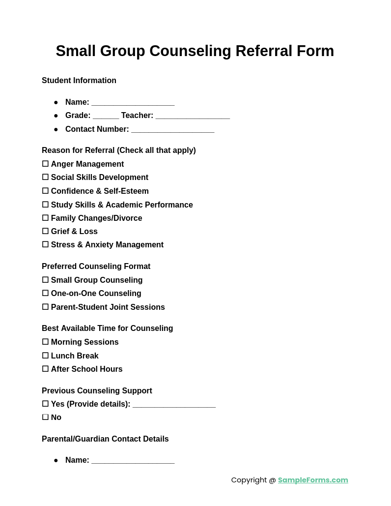 FREE 12+ Counseling Referral Form Samples, PDF, MS Word, Google Docs