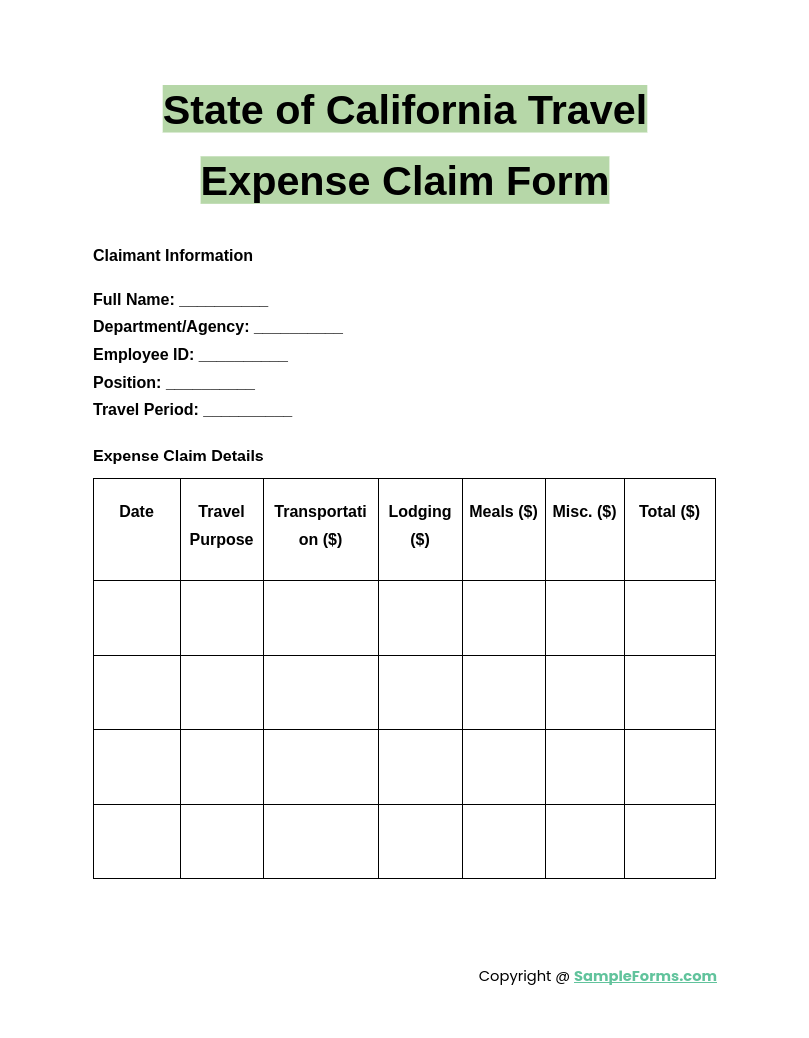FREE 13+ Travel Expense Form Samples, PDF, MS Word, Google Docs, Excel