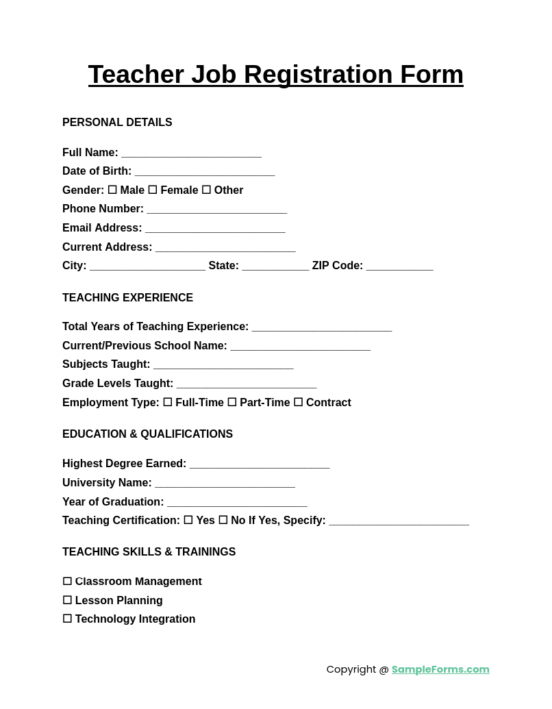FREE 15+ Job Registration Form Samples, PDF, MS Word, Google Docs, Excel