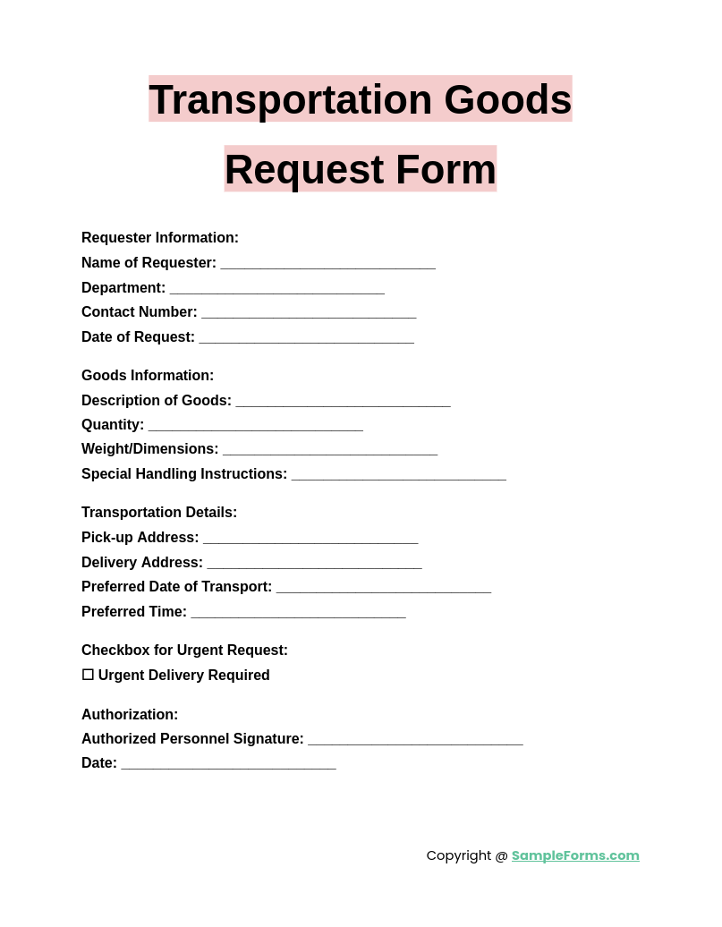 FREE 36+ Transportation Request Form Samples, PDF, MS Word, Google Docs ...
