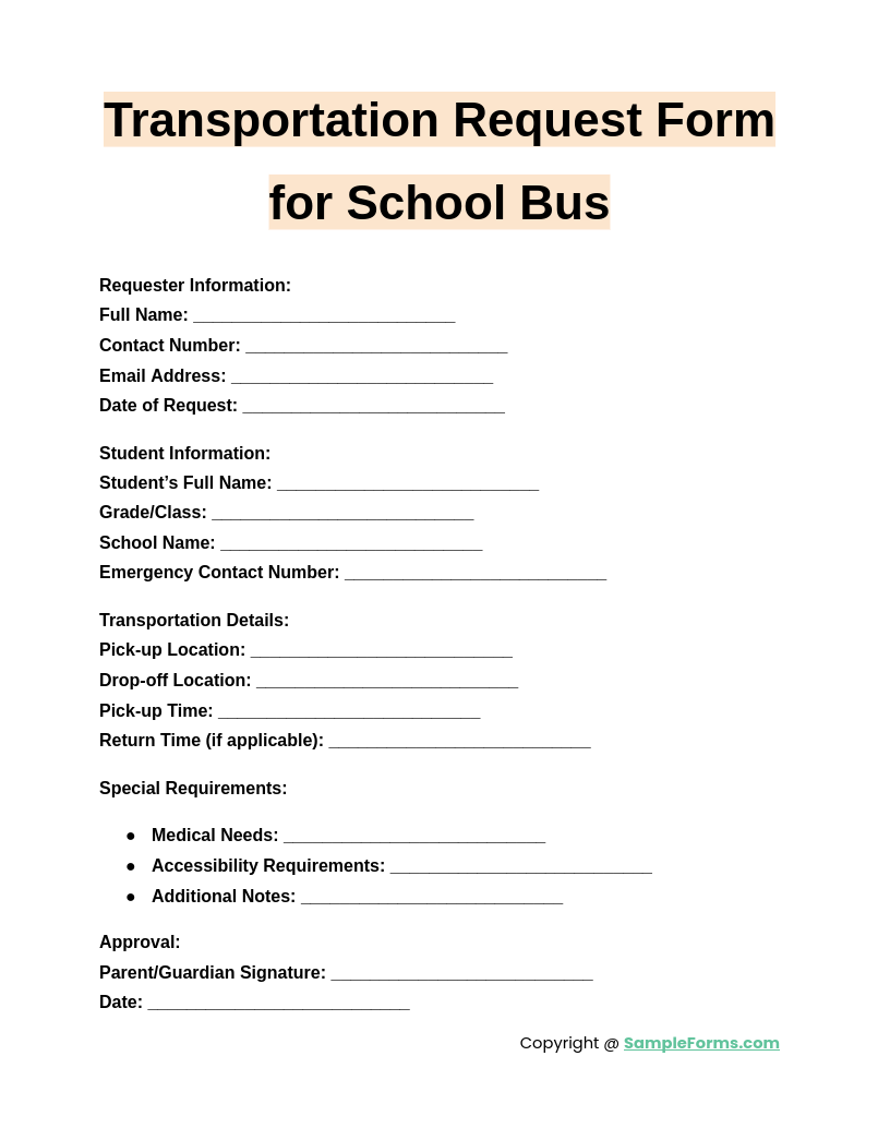 FREE 36+ Transportation Request Form Samples, PDF, MS Word, Google Docs ...