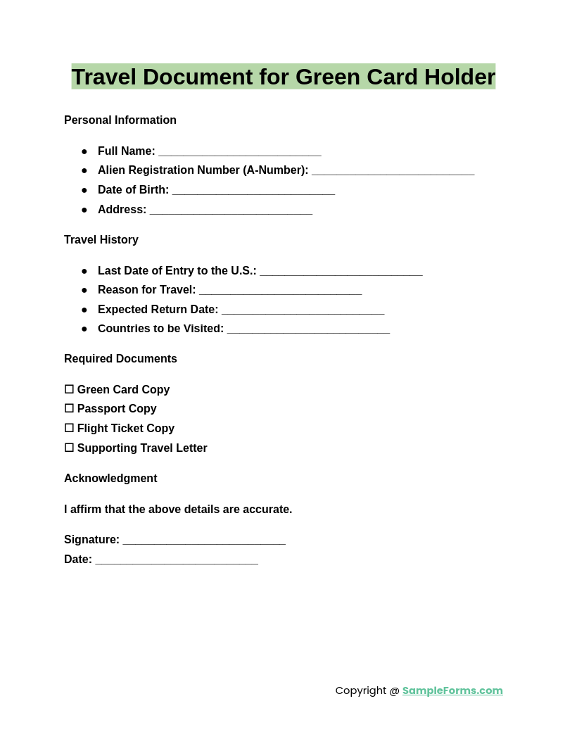 FREE 11+ Travel Document Form Samples, PDF, MS Word, Google Docs