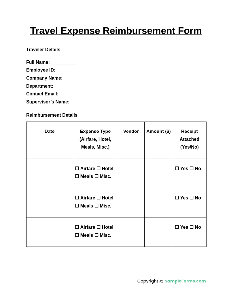 FREE 13+ Travel Expense Form Samples, PDF, MS Word, Google Docs, Excel