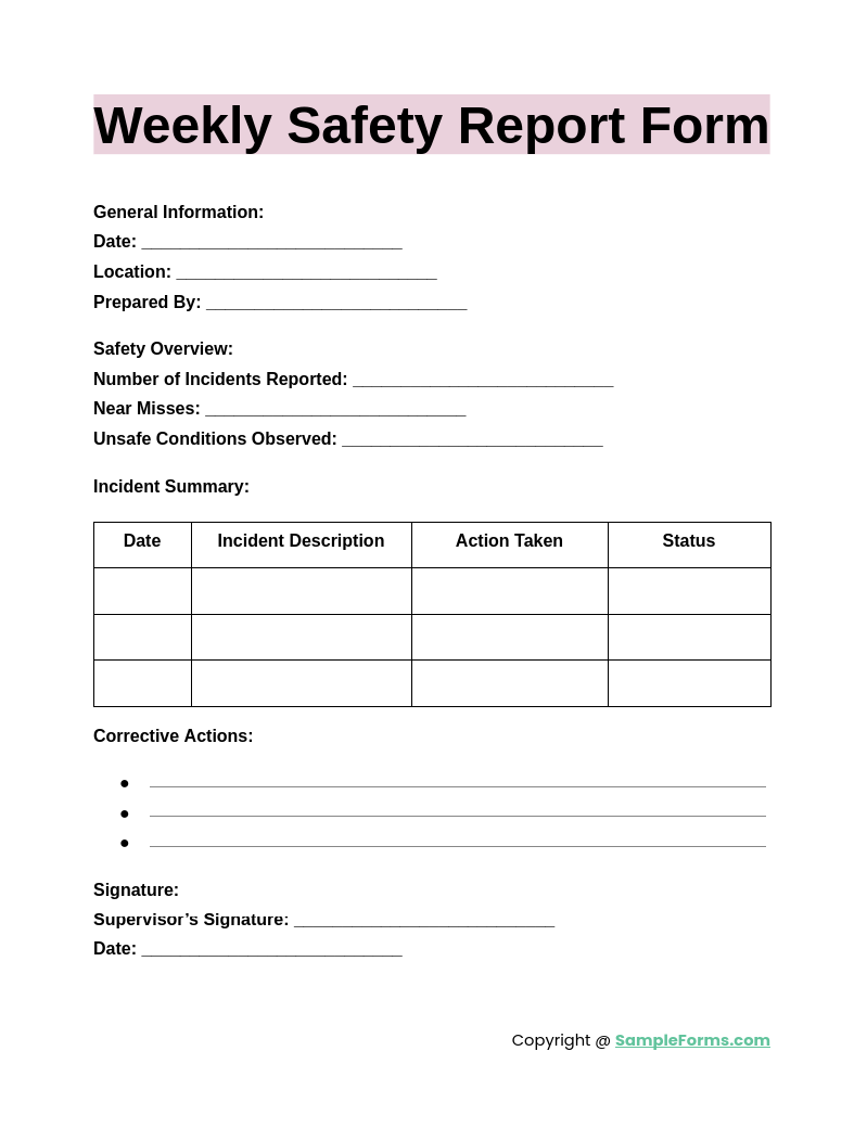FREE 14+ Safety Report Form Samples, PDF, MS Word, Pages, Google Docs