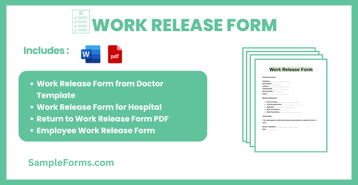FREE 13+ Work Release Form Samples, PDF, MS Word, Google Docs
