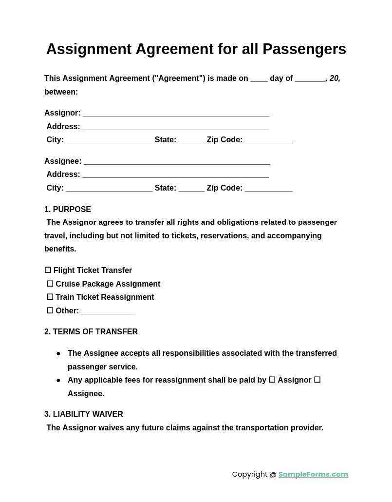 FREE 15+ Assignment Agreement Form Samples, PDF, MS Word, Pages, Google ...
