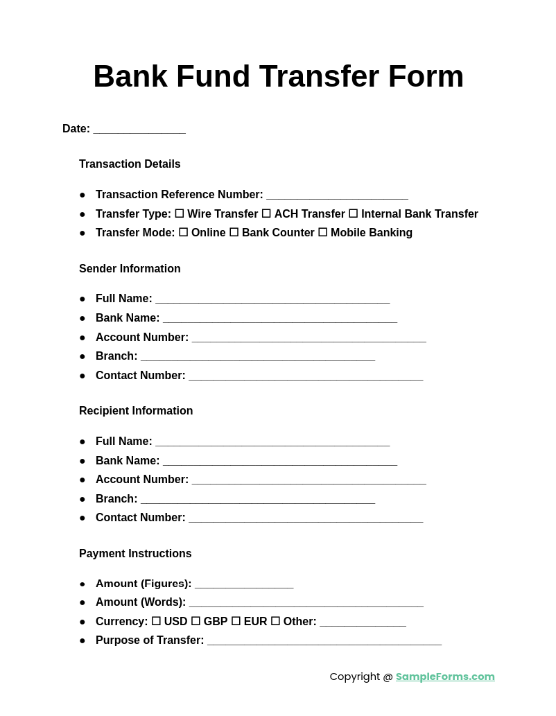 FREE 11+ Fund Transfer Form Samples, PDF, MS Word, Google Docs, Excel