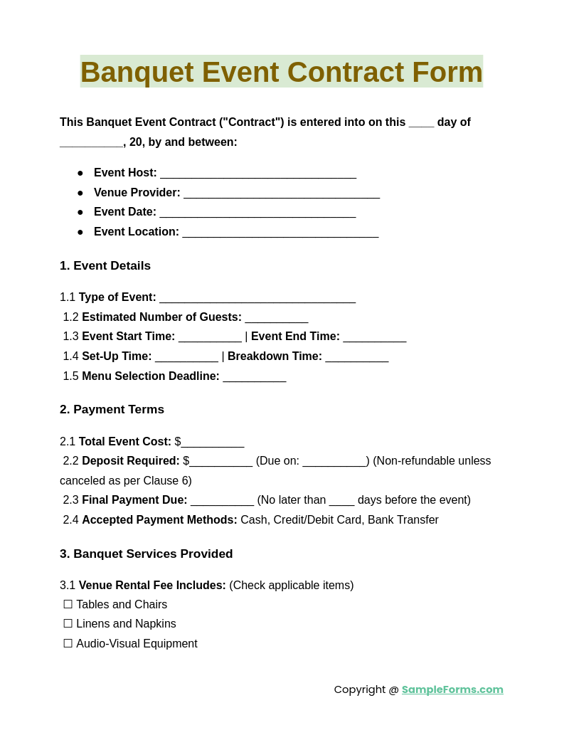 FREE 12+ Event Contract Form Samples, PDF, MS Word, Google Docs