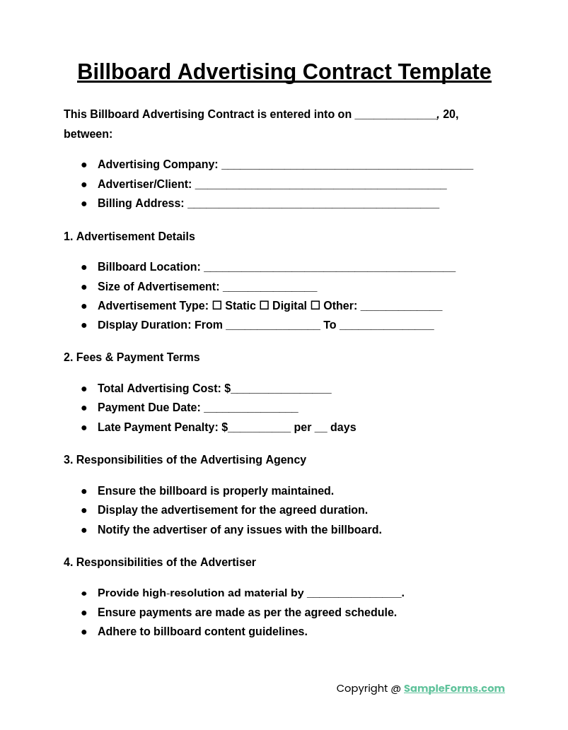 FREE 12+ Advertising Contract Form Samples, PDF, MS Word, Google Docs
