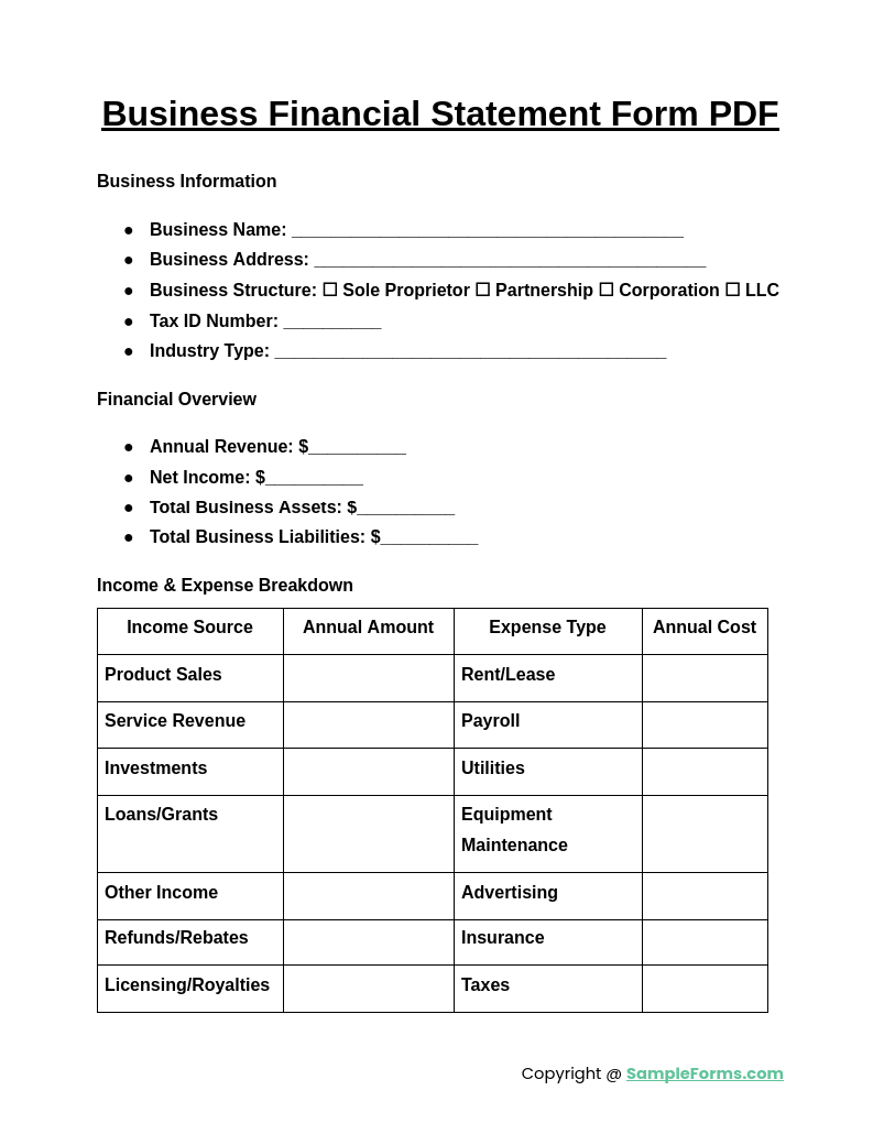 FREE 21+ Financial Statement Form Samples, PDF, MS Word, Google Docs, Excel