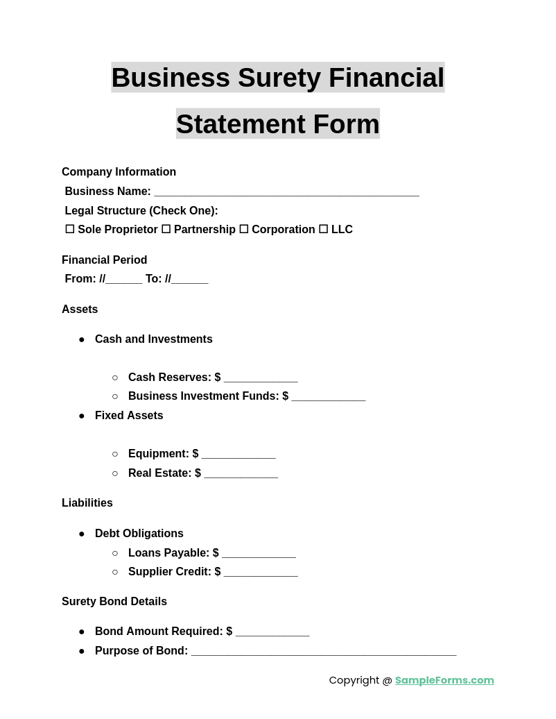FREE 11+ Business Financial Statement Form Samples, PDF, MS Word ...