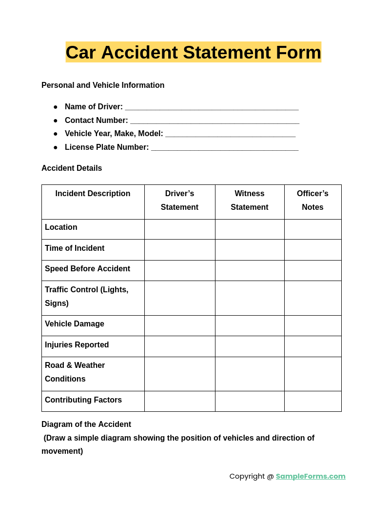 FREE 9+ Accident Statement Form Samples, PDF, MS Word, Google Docs