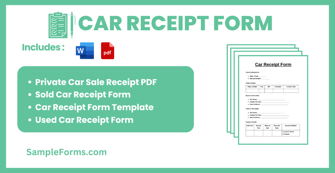 FREE 11+ Car Receipt Form Samples, PDF, MS Word, Google Docs