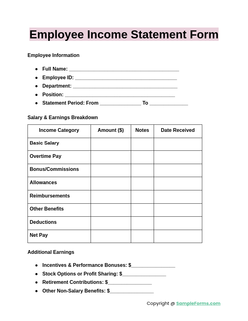 FREE 18+ Income Statement Form Samples, PDF, MS Word, Google Docs, Excel
