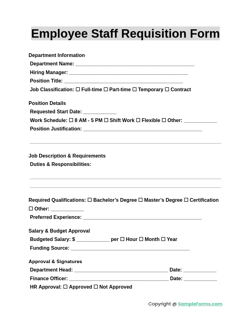 FREE 12+ Employee Requisition Form Samples, PDF, MS Word, Google Docs