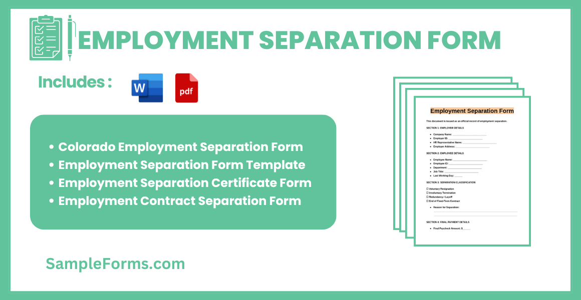 FREE 13+ Employment Separation Form Samples, PDF, MS Word, Google Docs