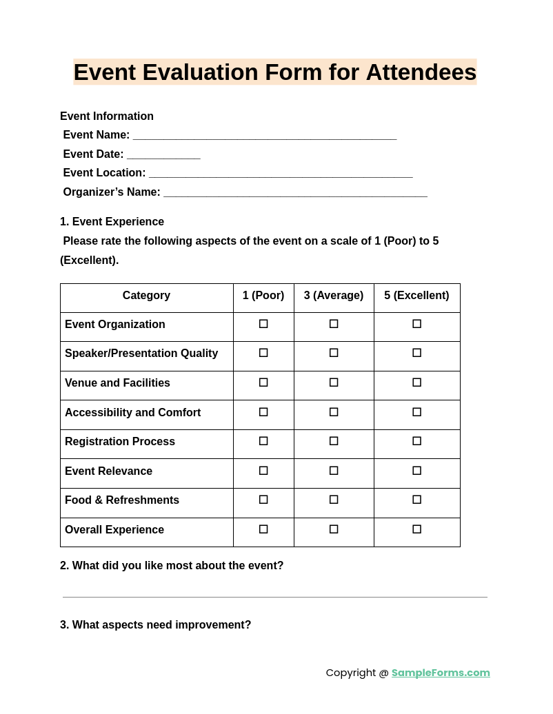 FREE 20+ Event Evaluation Form Samples, PDF, MS Word, Google Docs